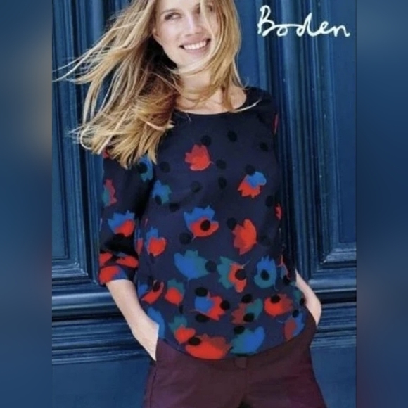 Boden | Tops | Boden Rachel Floral 34 Sleeve Blouse | Poshmark